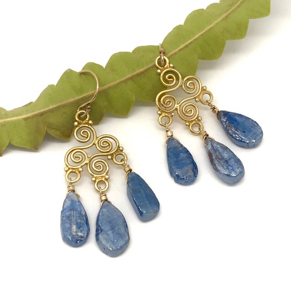 Raw Kyanite Earrings Boho Chic Jewelry Blue Kyanite - Etsy