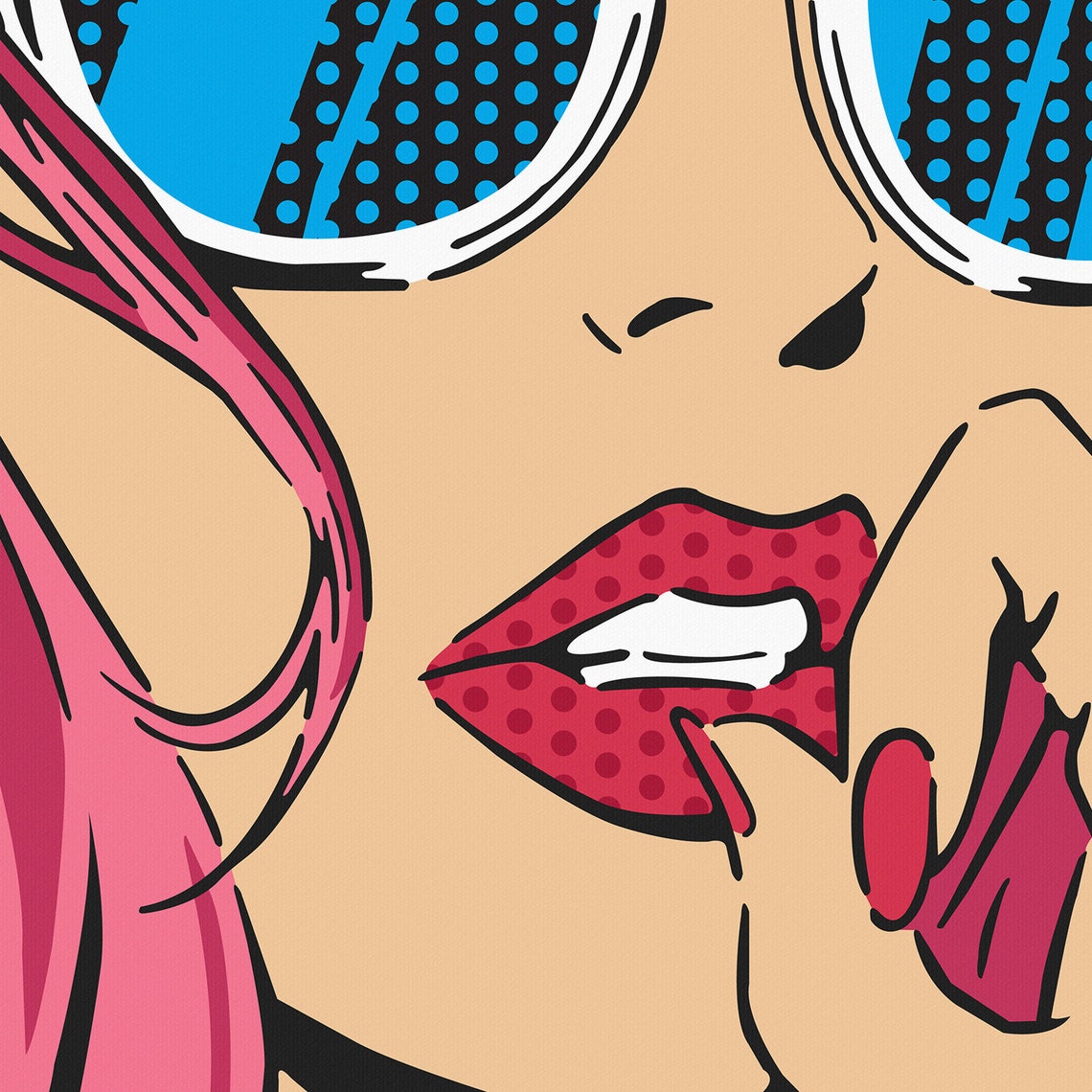 Girl With Sunglasses Pop Art Premium Framed Canvas Wall Art Etsy