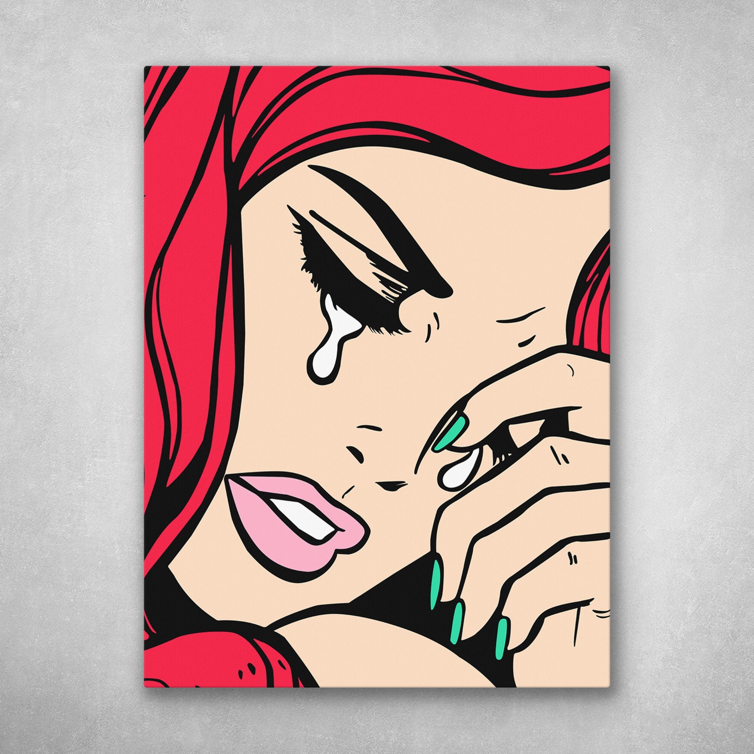 Pop Art Crying Girl Premium Canvas Wall Art - Etsy