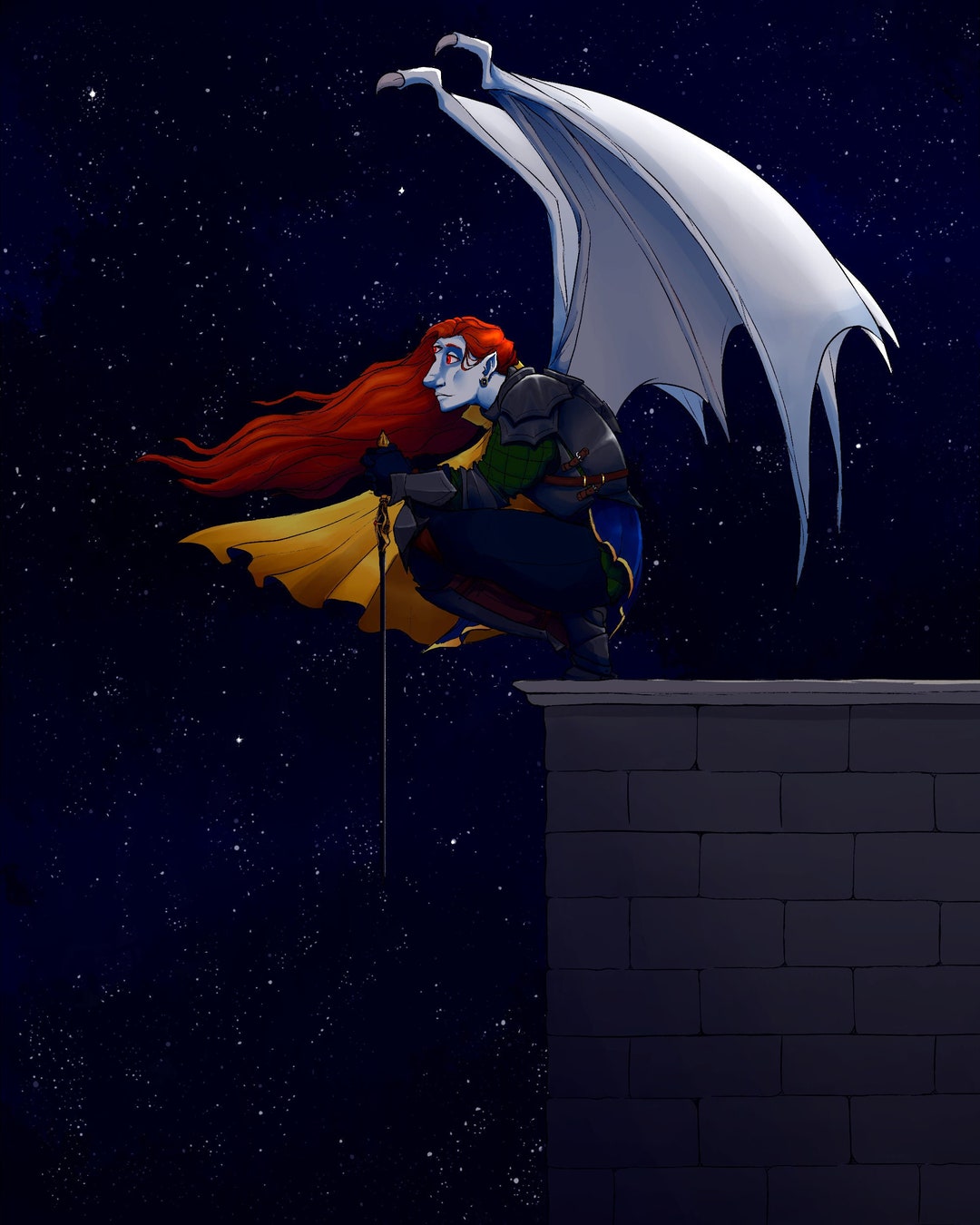 Winged Vampire Art Print - Etsy