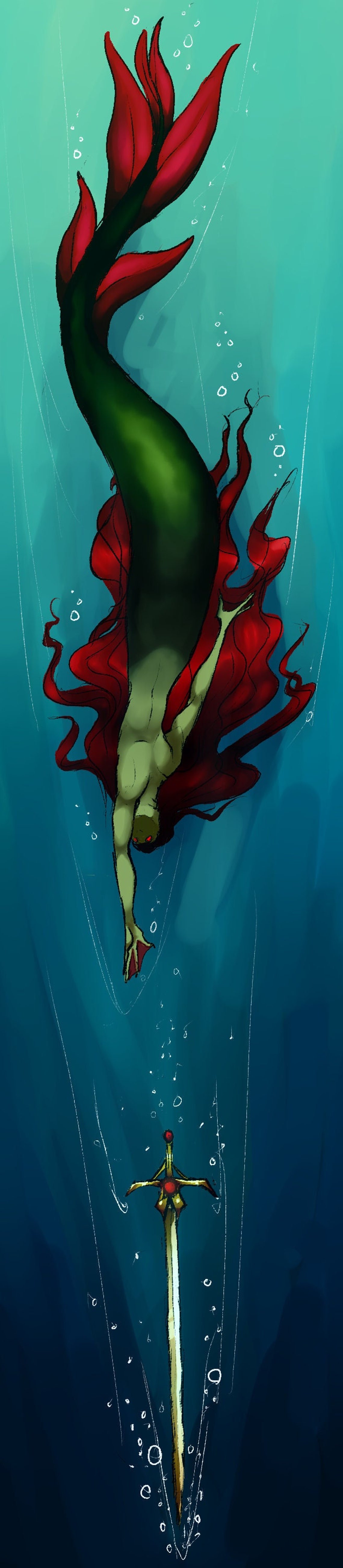 Mermaid Sword Print - Etsy