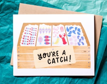 You're Such a Catch, Cute Love Card, Fishing Card, You're A Catch Card ...