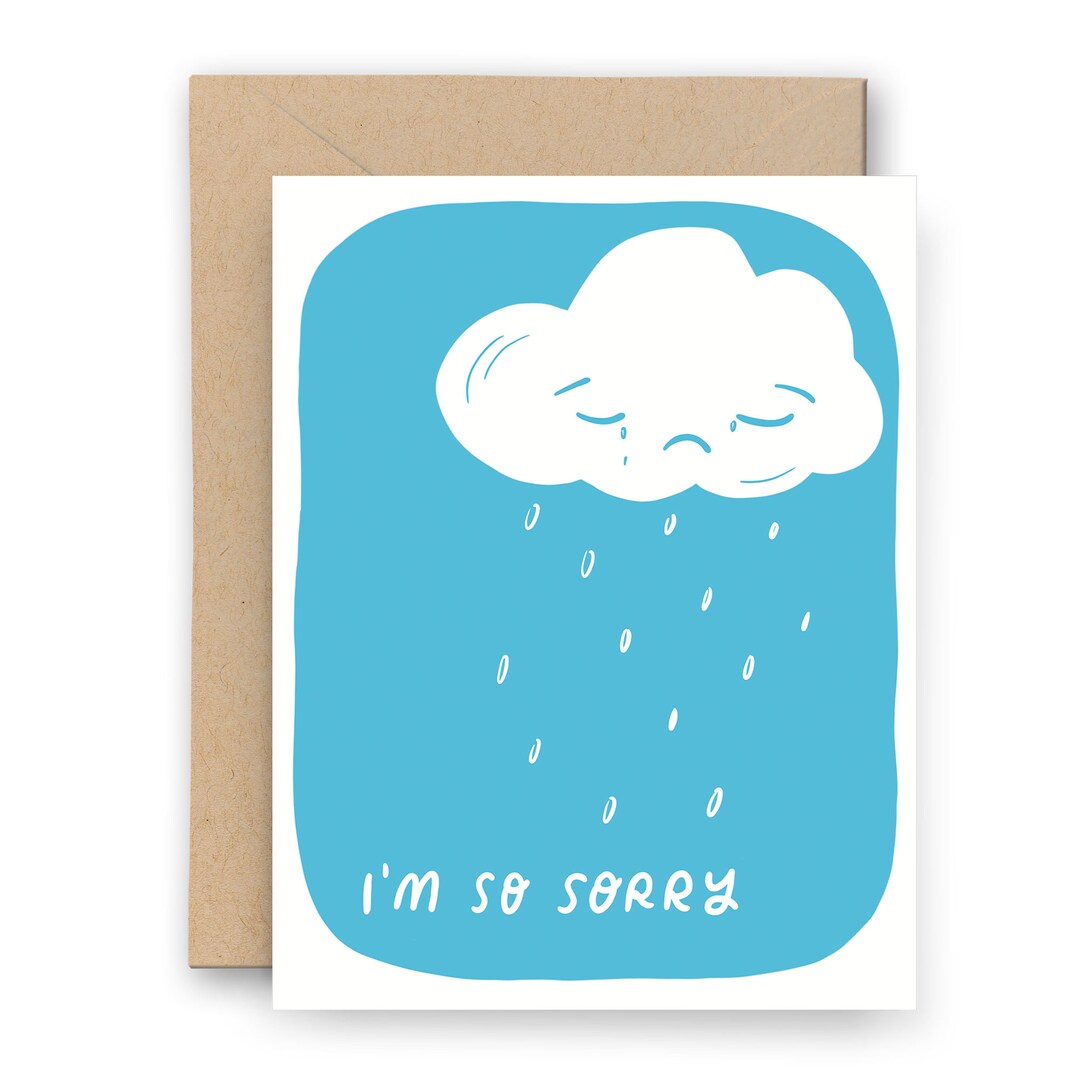 Rain Cloud Sympathy Card | I'm so Sorry | Letterpress Card - Etsy