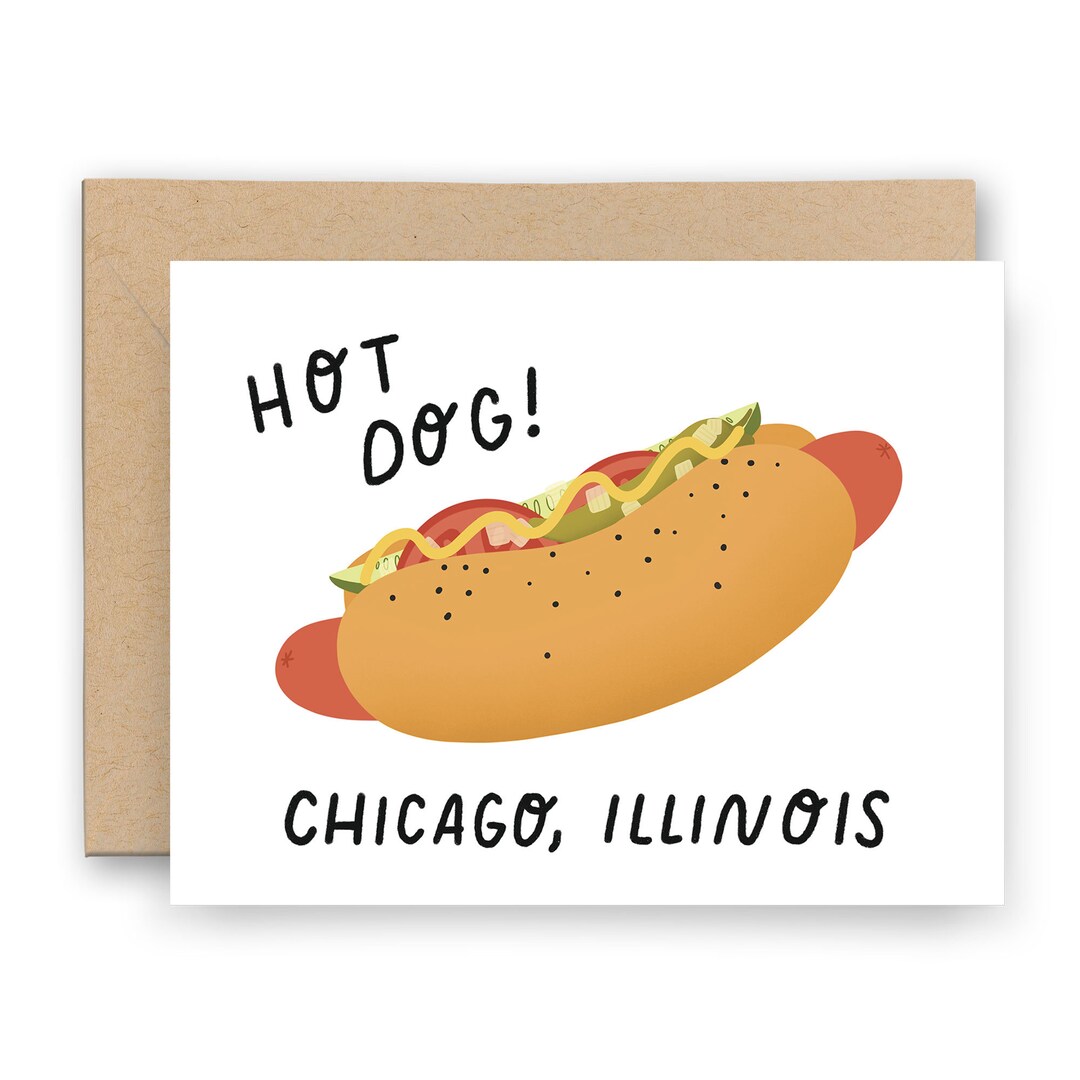Hot Dog! Card | Chicago Dog Card - Etsy