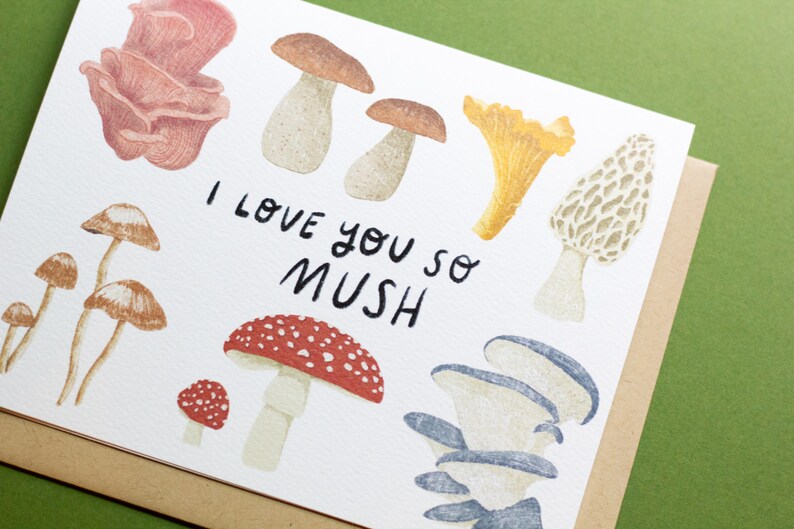 I Love You so Mush Mushroom Greeting Card - Etsy