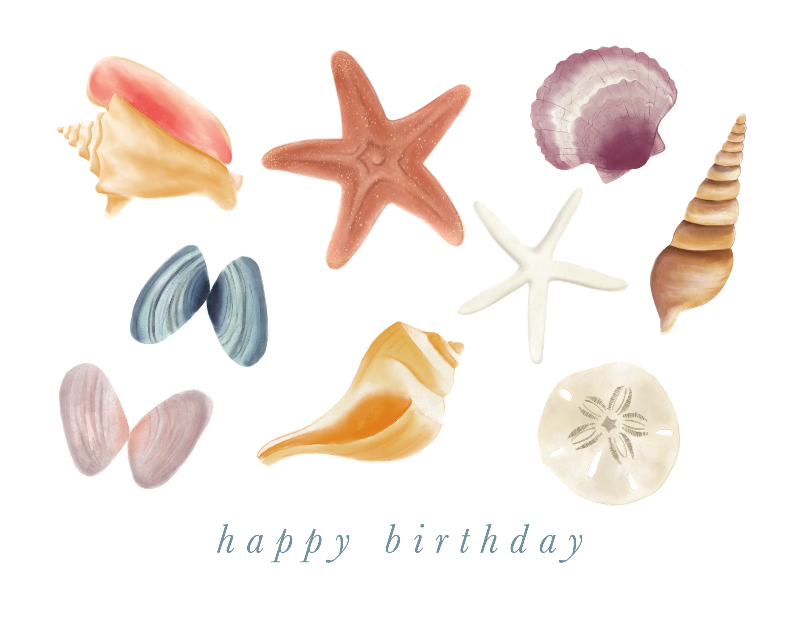 Happy Birthday Seashells Greeting Card - Etsy