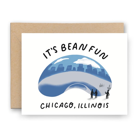 It's Bean Fun Chicago Bean Card Cloud Gate Card | Etsy