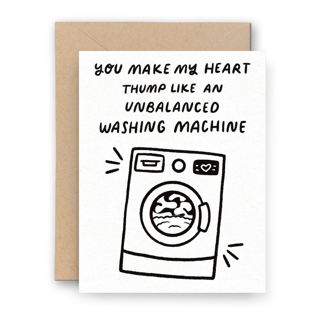 Heart Thump Washing Machine Card | Letterpress Card - Etsy