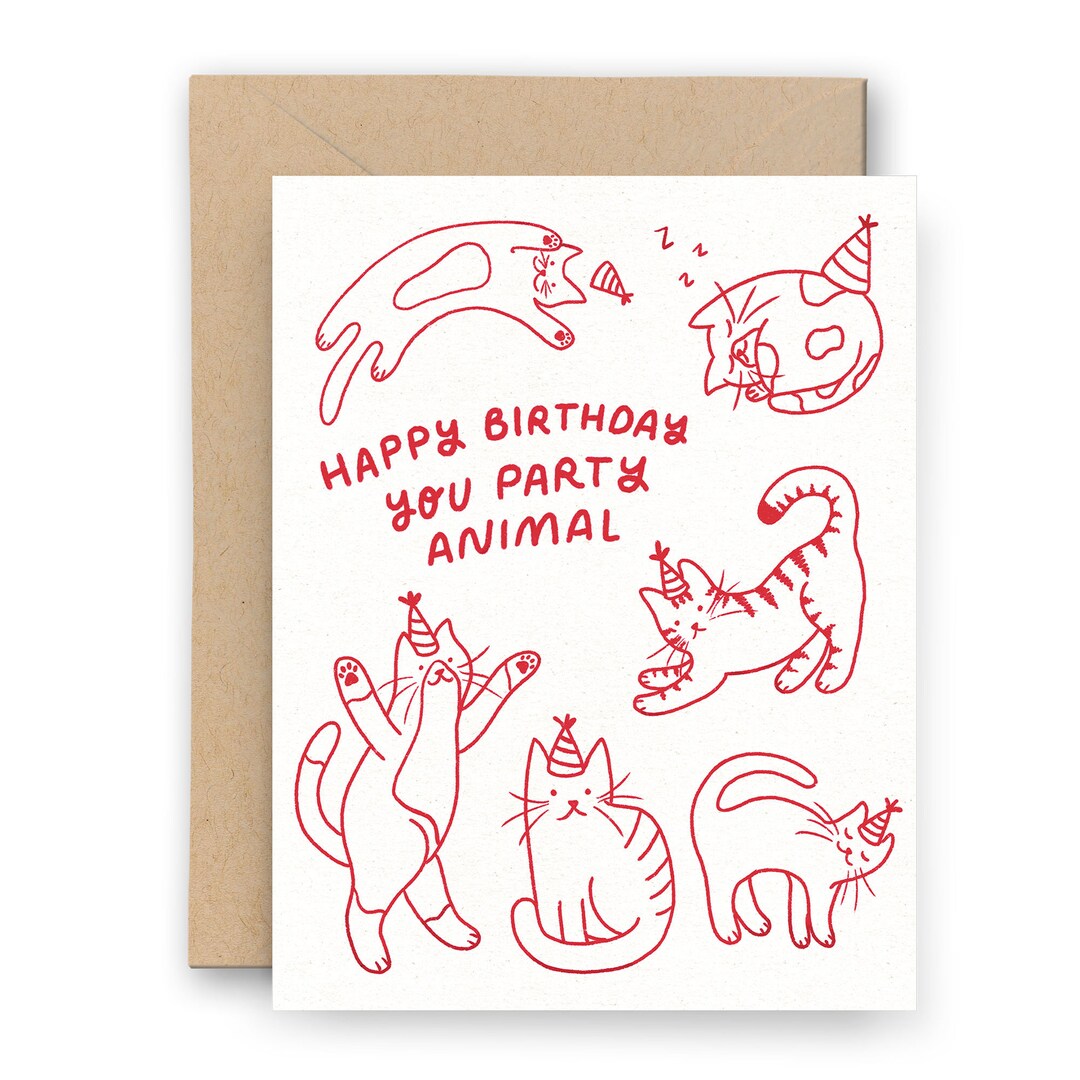 Party Animal Birthday Card | Letterpress Card - Etsy