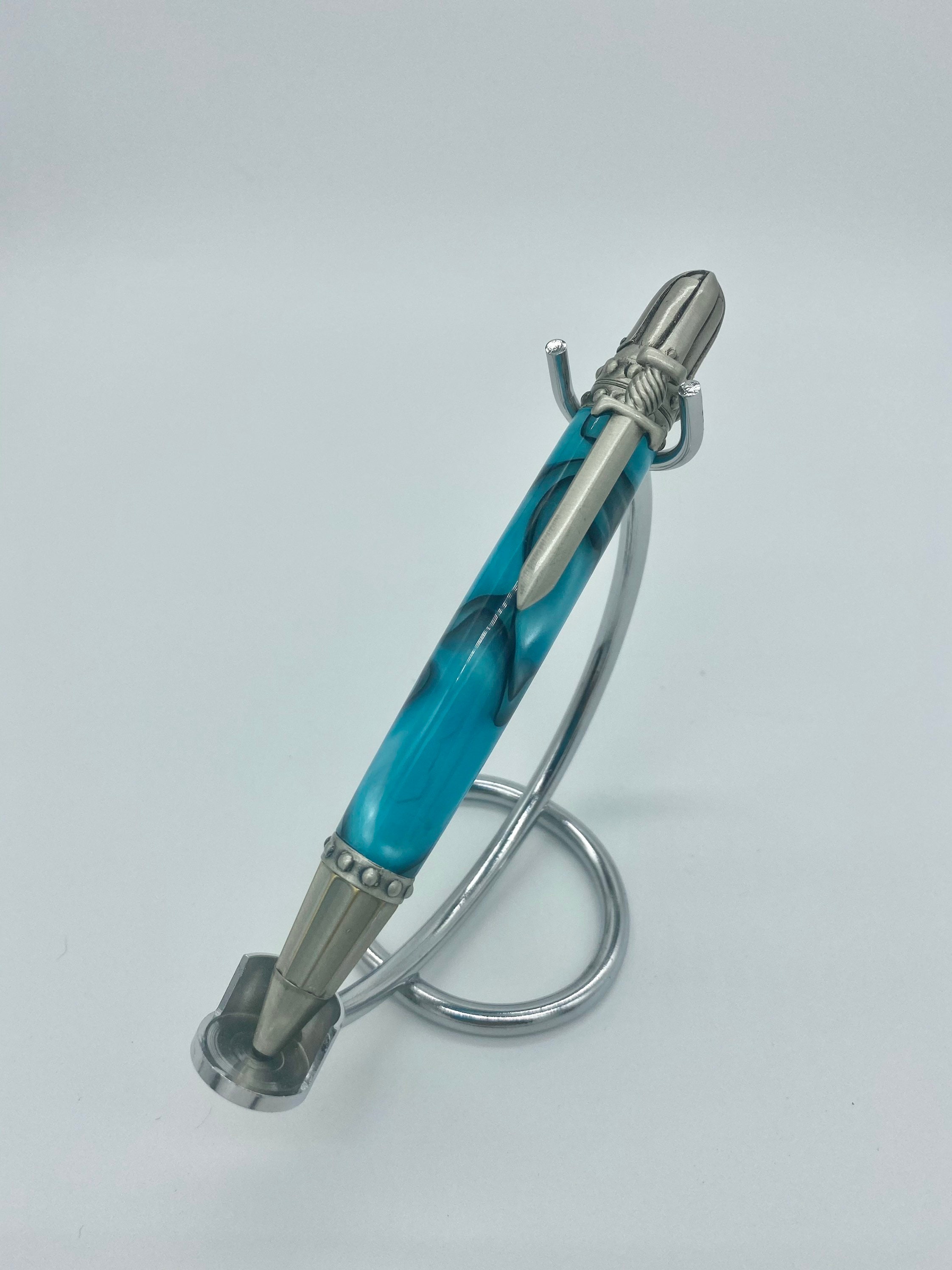 Handmade D&D medieval knight pen in black and blue acrylic | Etsy