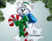 Polar Bear With Large Candy Cane Christmas Ornaments Zoo - Etsy