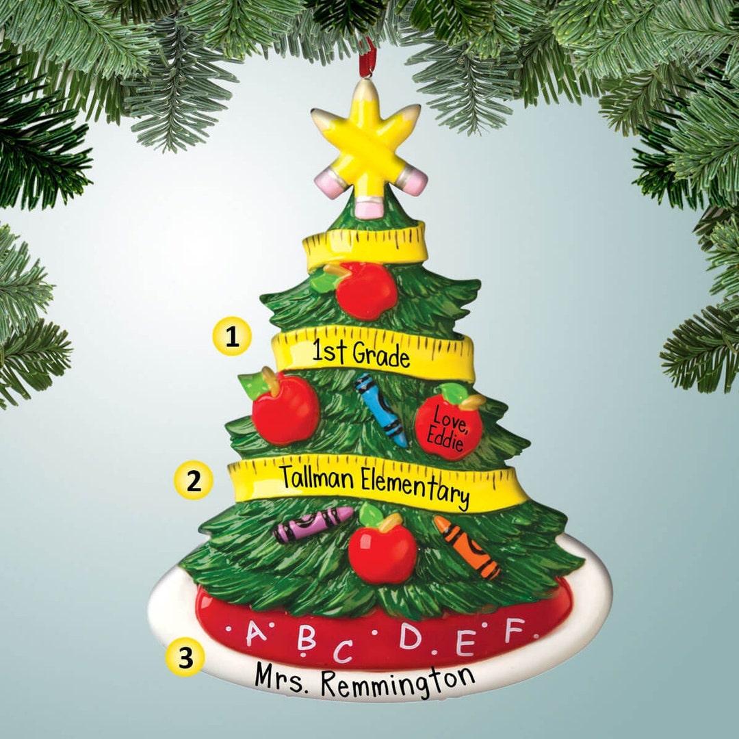 Teacher Christmas Tree - Personalized Ornaments - Teacher - 1st Day of ...
