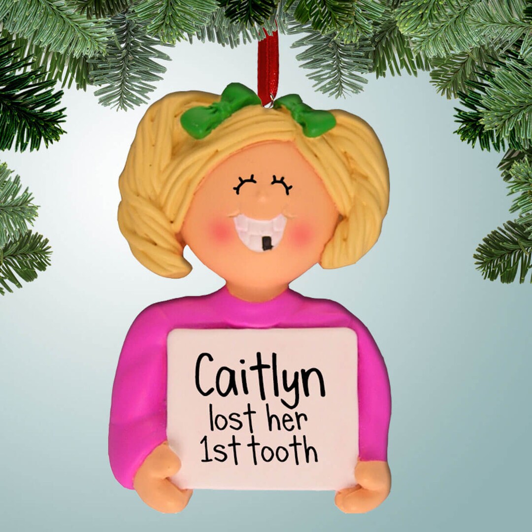 Lost a Tooth Girl With Blonde Hair - Christmas Ornaments - Dentist ...