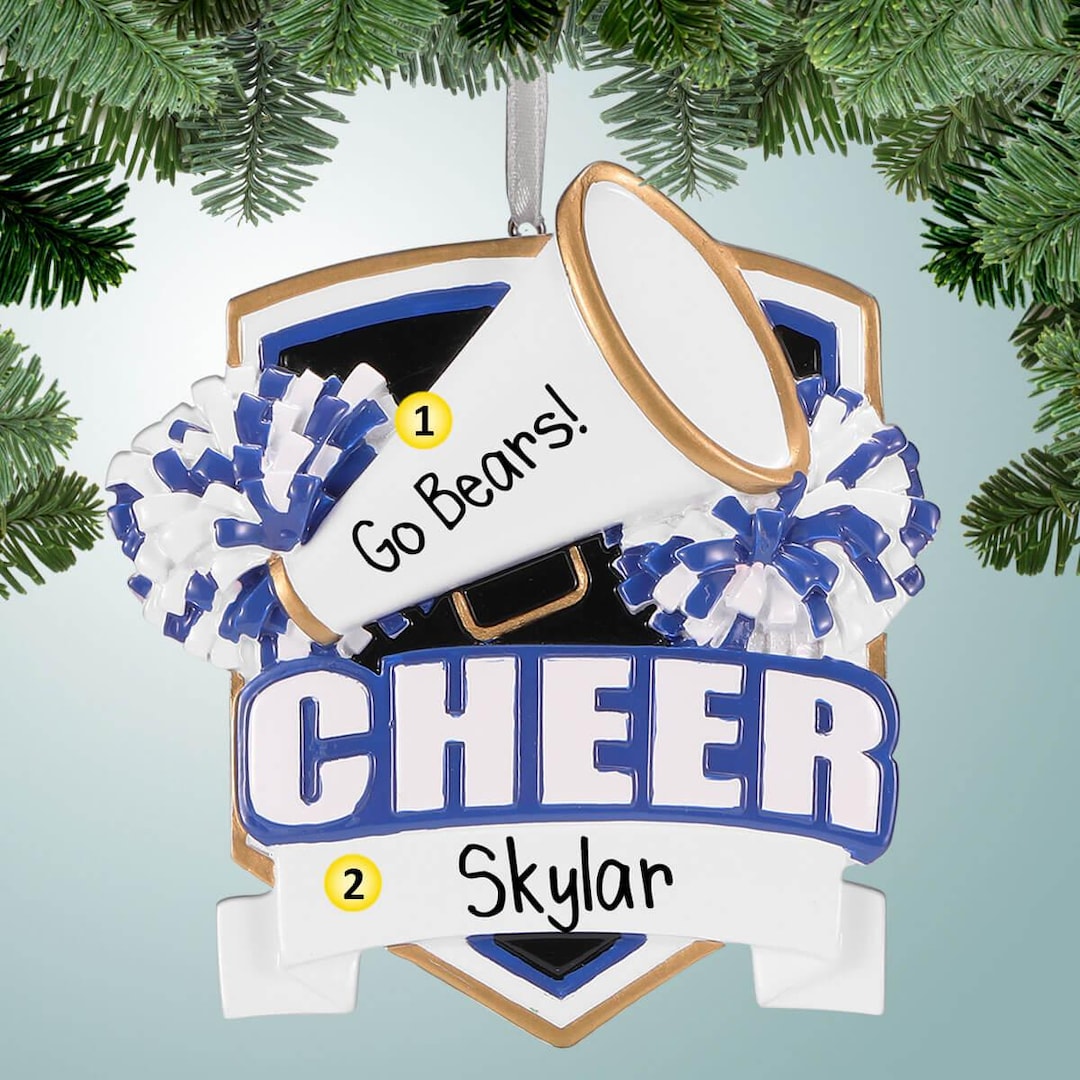 Personalized Cheer Banner With Megaphone - Blue Christmas Ornament ...