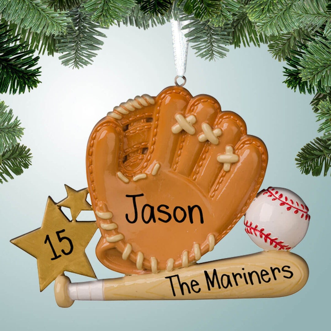Baseball With Bat and Glove - Personalized Christmas Ornaments ...