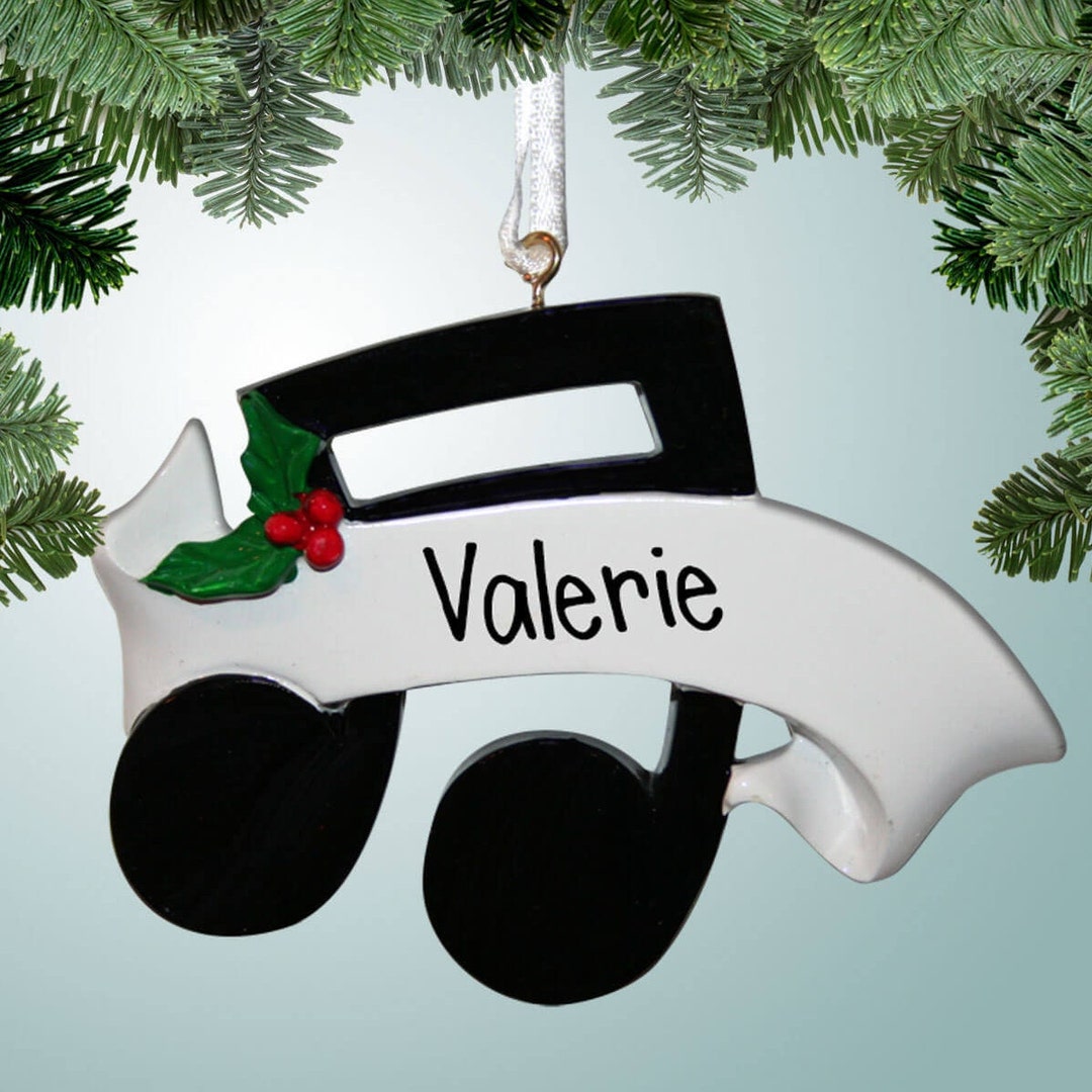Note Banner With Holly - Personalized Christmas Ornaments - Music ...