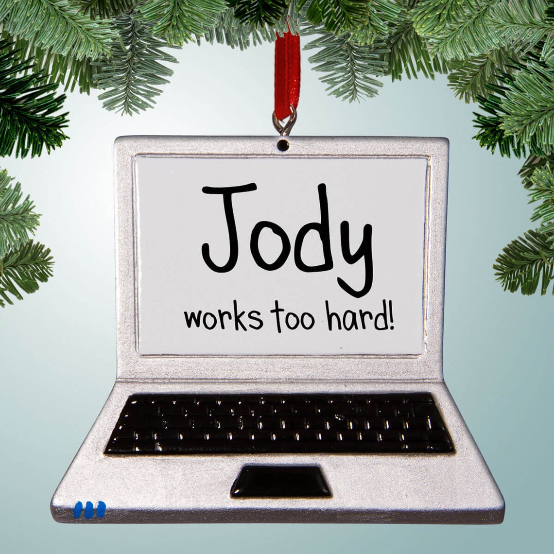 Silver and White Laptop Computer Personalized Ornaments | Etsy