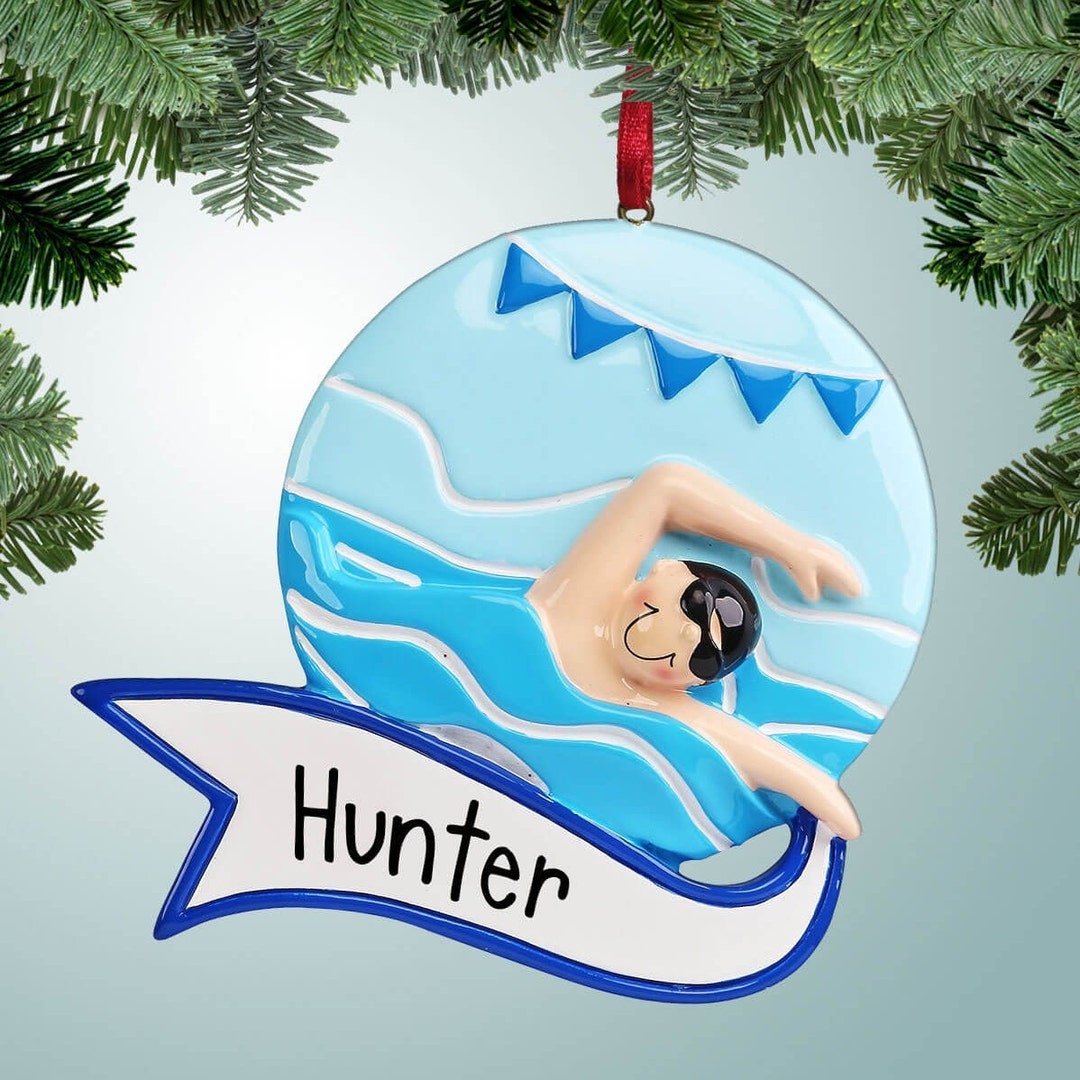 Nadando con Banner Boy - Adorno navideño personalizado - Aprendiendo a ...