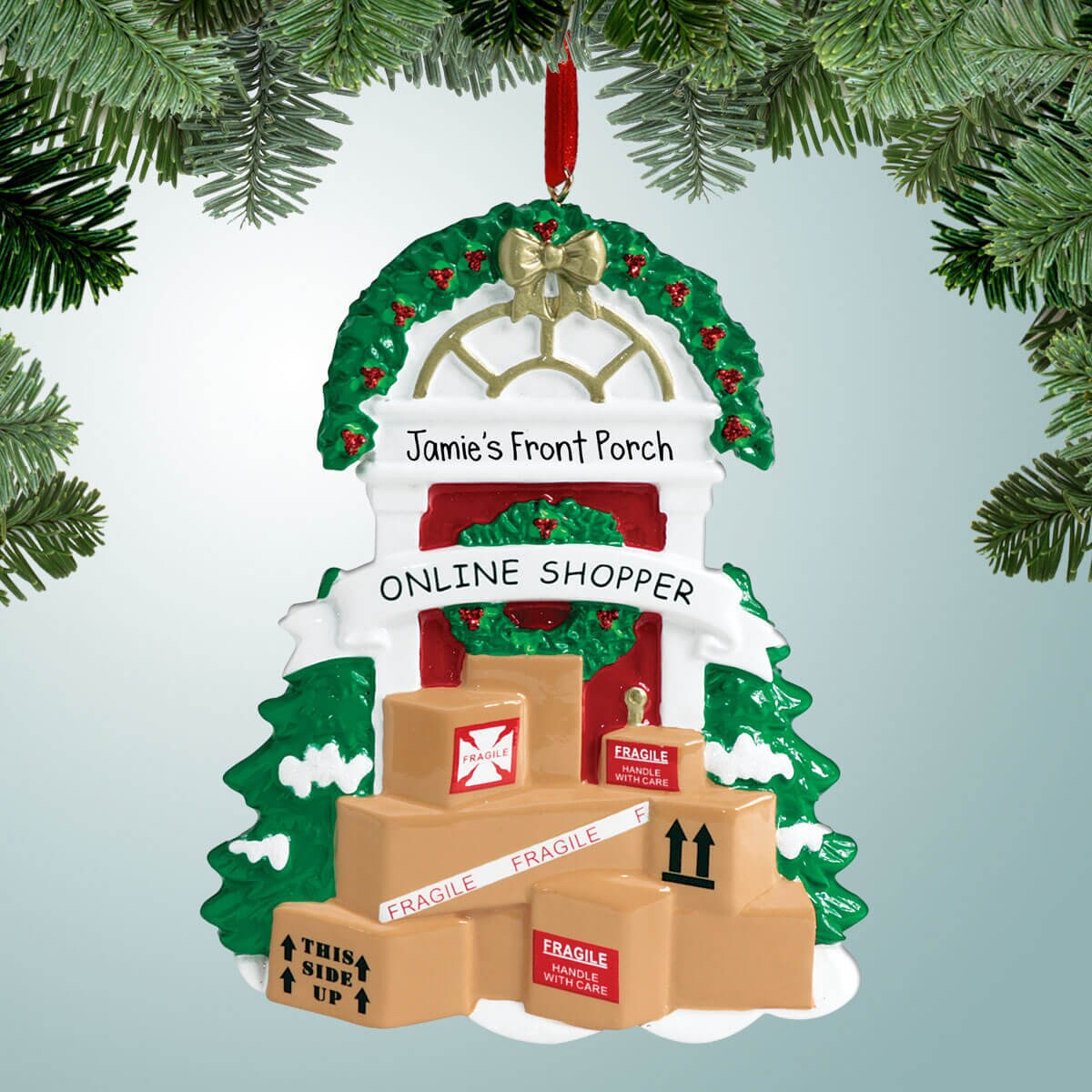 Online Shopper With Packages at Door Personalized Christmas Ornaments Shopaholic Online Shopping Personalized Free Etsy Ireland