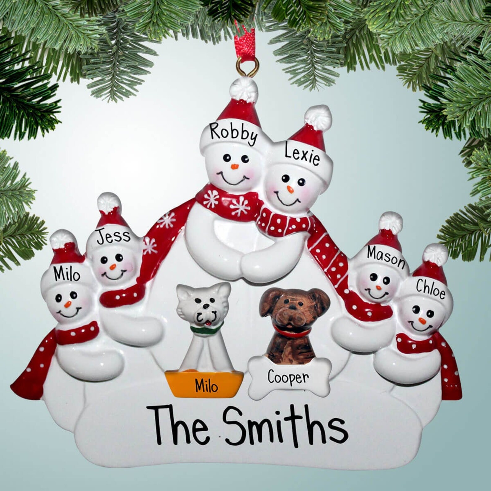 Snowman Family with Optional Pets 6 Personalized Ornaments | Etsy