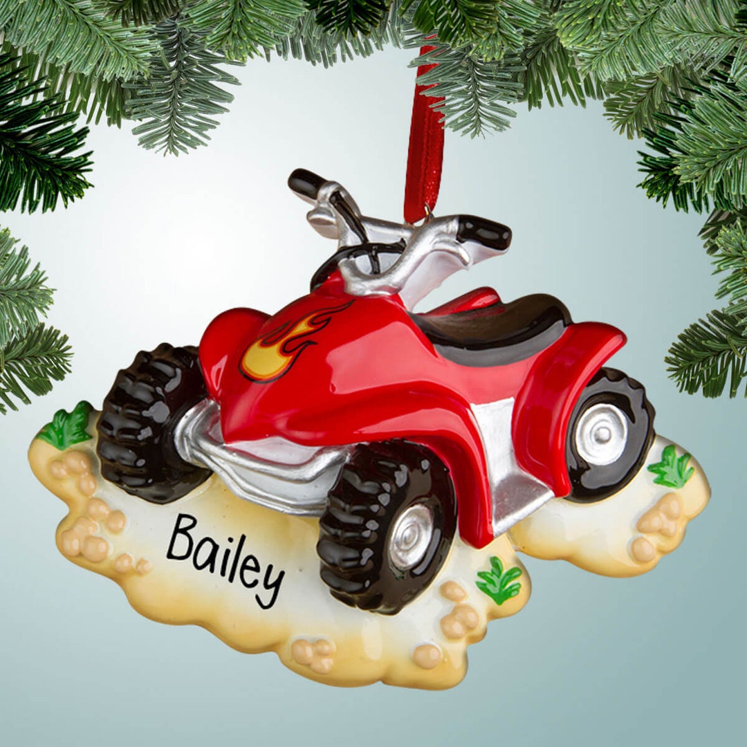 Red 4-wheeler on Sand - Personalized Christmas Ornaments - off Road ...