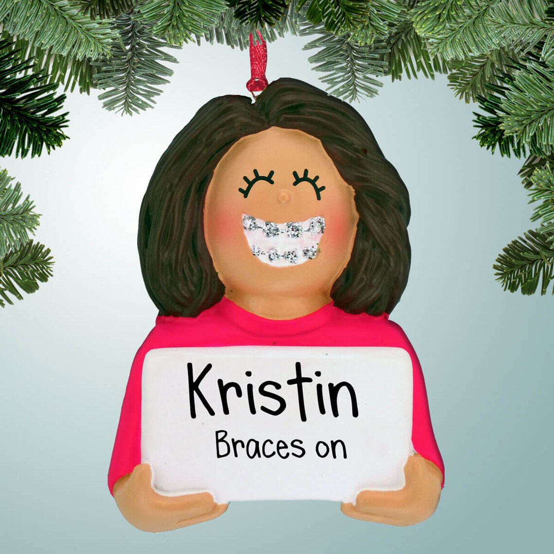 Girl With Braces - Brown Hair - Christmas Ornaments - Dentist - Brace ...