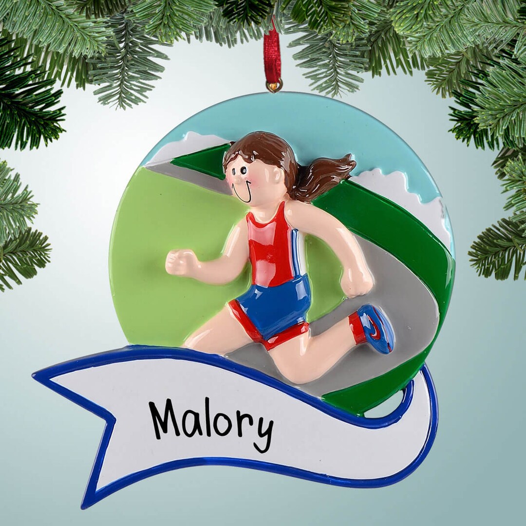 Personalized Female Runner With Banner Ornament - People Who Like to ...