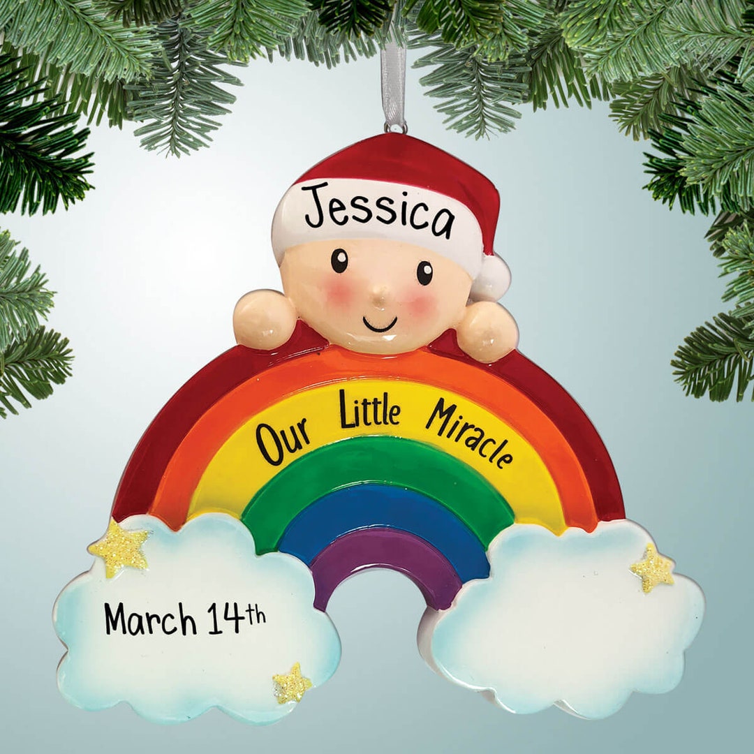 Personalized Our Little Miracle Rainbow Baby 1st Christmas Ornament ...