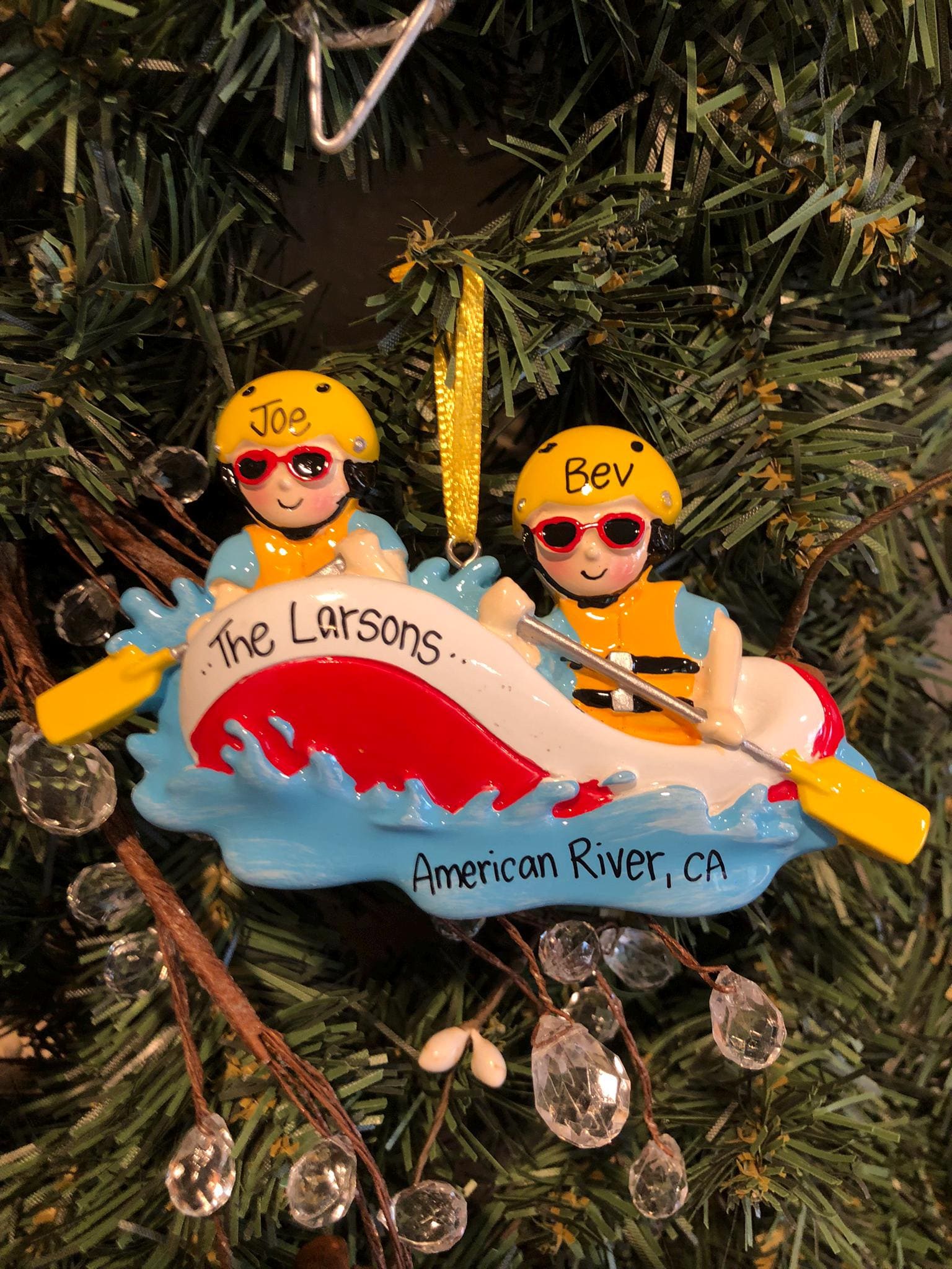 Rafting Couple - Personalized Christmas Ornaments - Family of 2 - White ...