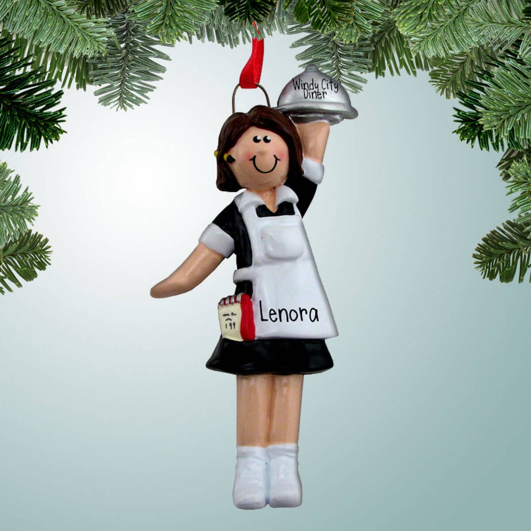 Waitress With Platter - Personalized Christmas Ornament - Restaurant ...