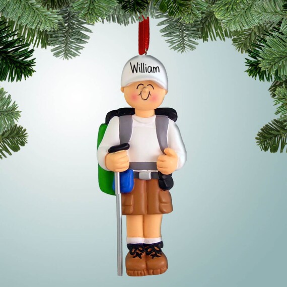 Male Hiker with Brown Shorts Christmas Ornaments Hiking | Etsy