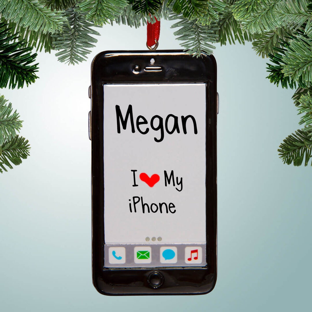 Black iPhone - Personalized Christmas Ornaments - Cell Phones Smart ...