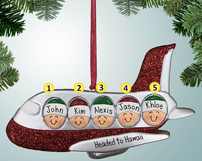 Family on Airplane 5 Christmas Ornaments Travel Vacation | Etsy