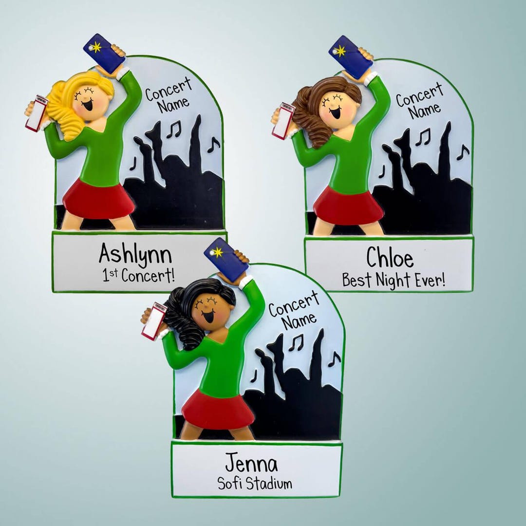Personalized Concert Goer Girl - Christmas Ornament - Singing - Dancing ...