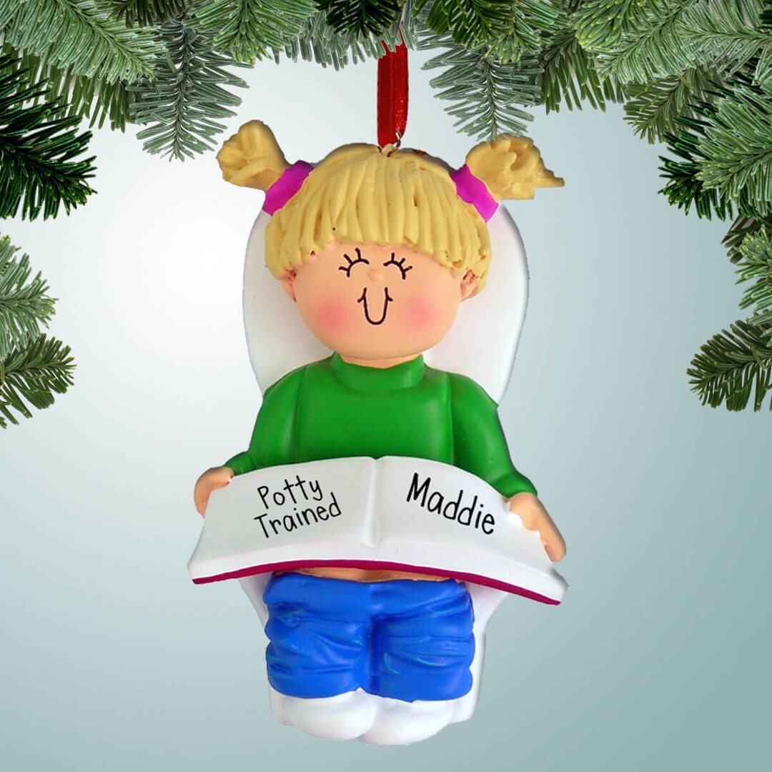 Potty Training Girl - Blonde Hair - Personalized Ornaments - 1st ...
