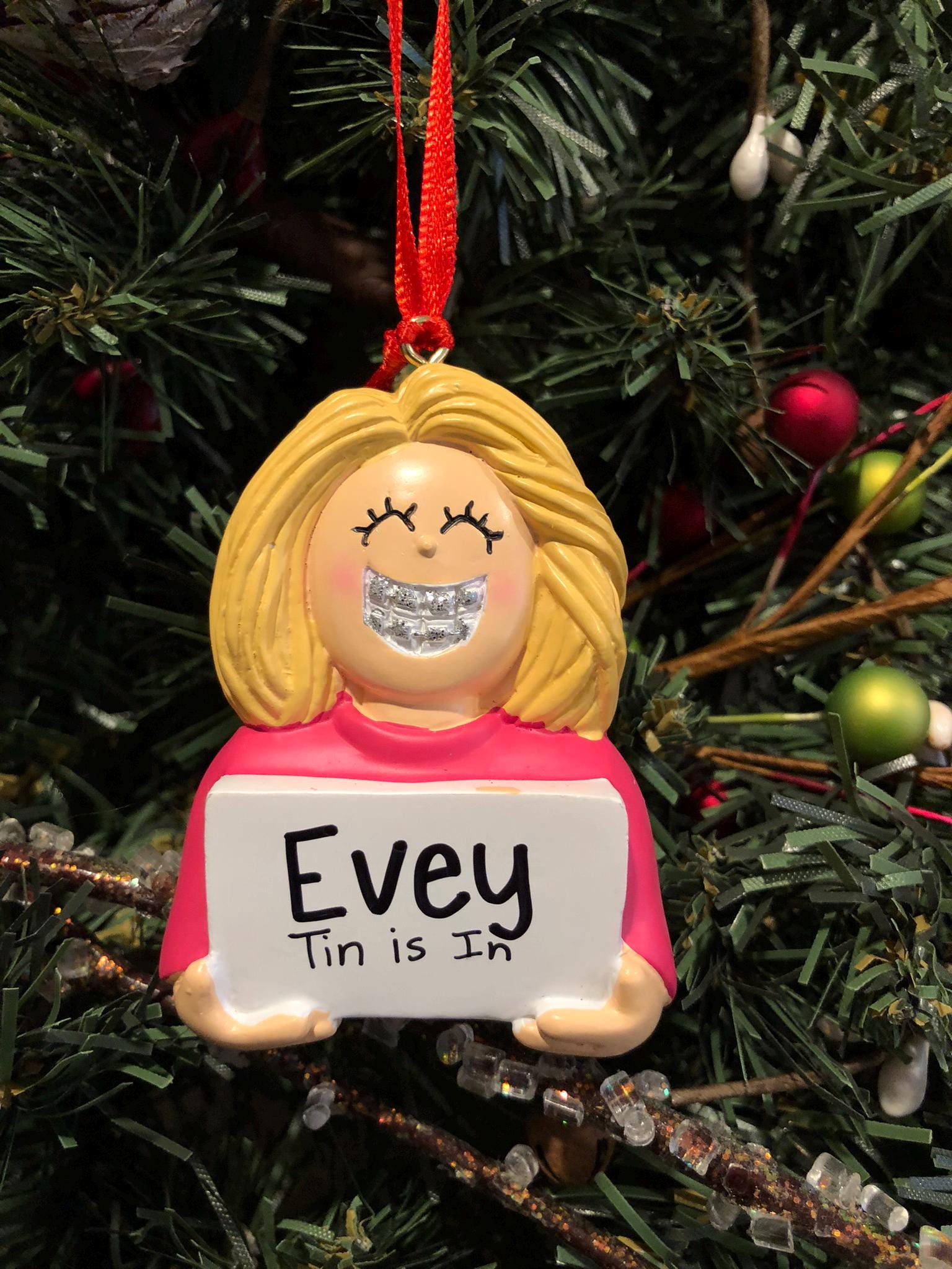 Girl With Braces - Blonde Hair - Christmas Ornament - Dentist - Brace ...