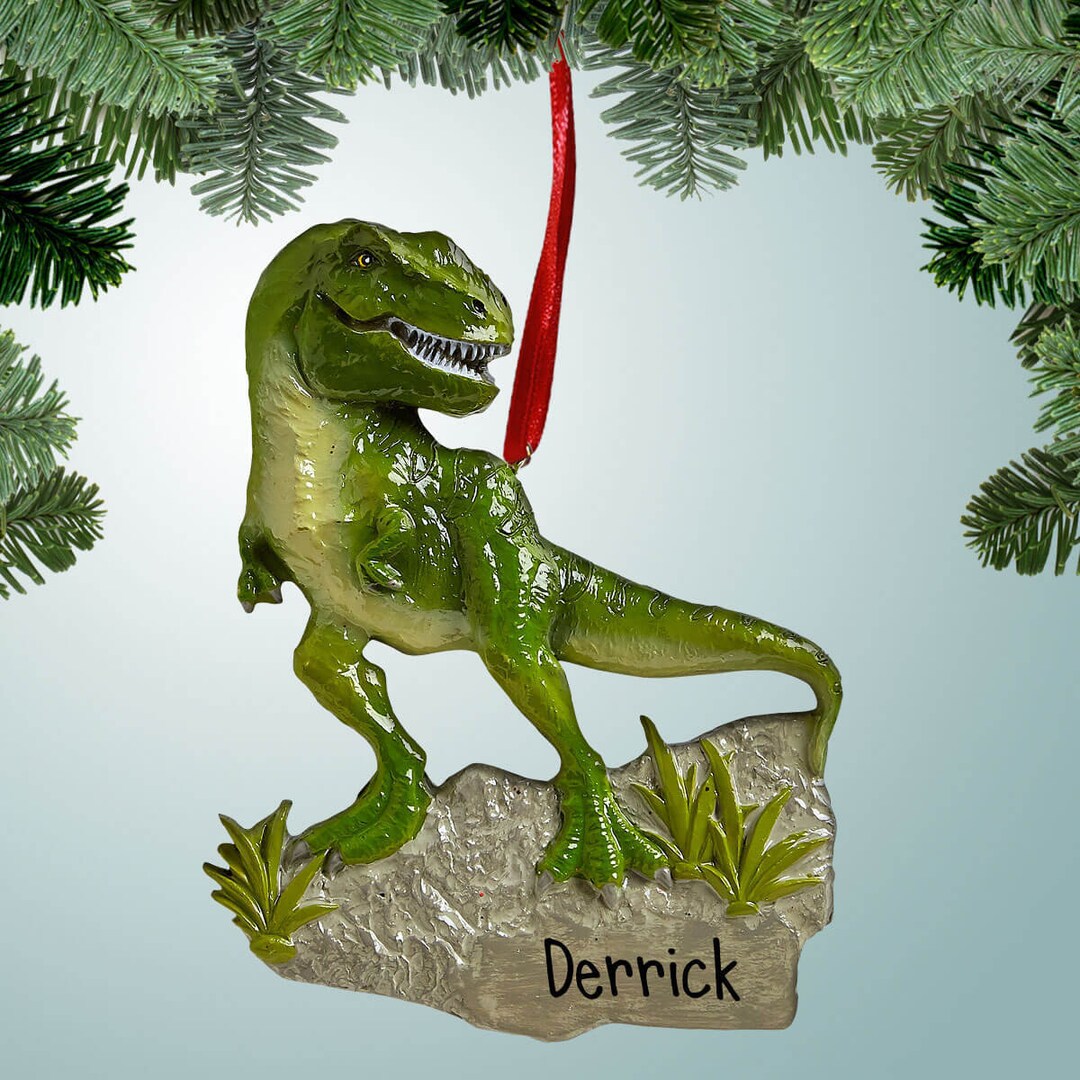 Green T-rex Personalized Christmas Ornament Jurassic - Etsy