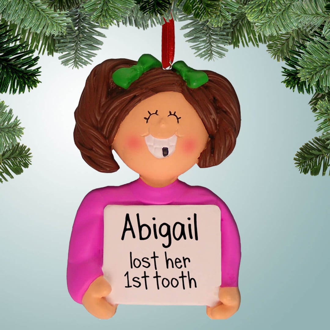 Lost a Tooth Girl With Brown Hair - Christmas Ornaments - Dentist ...