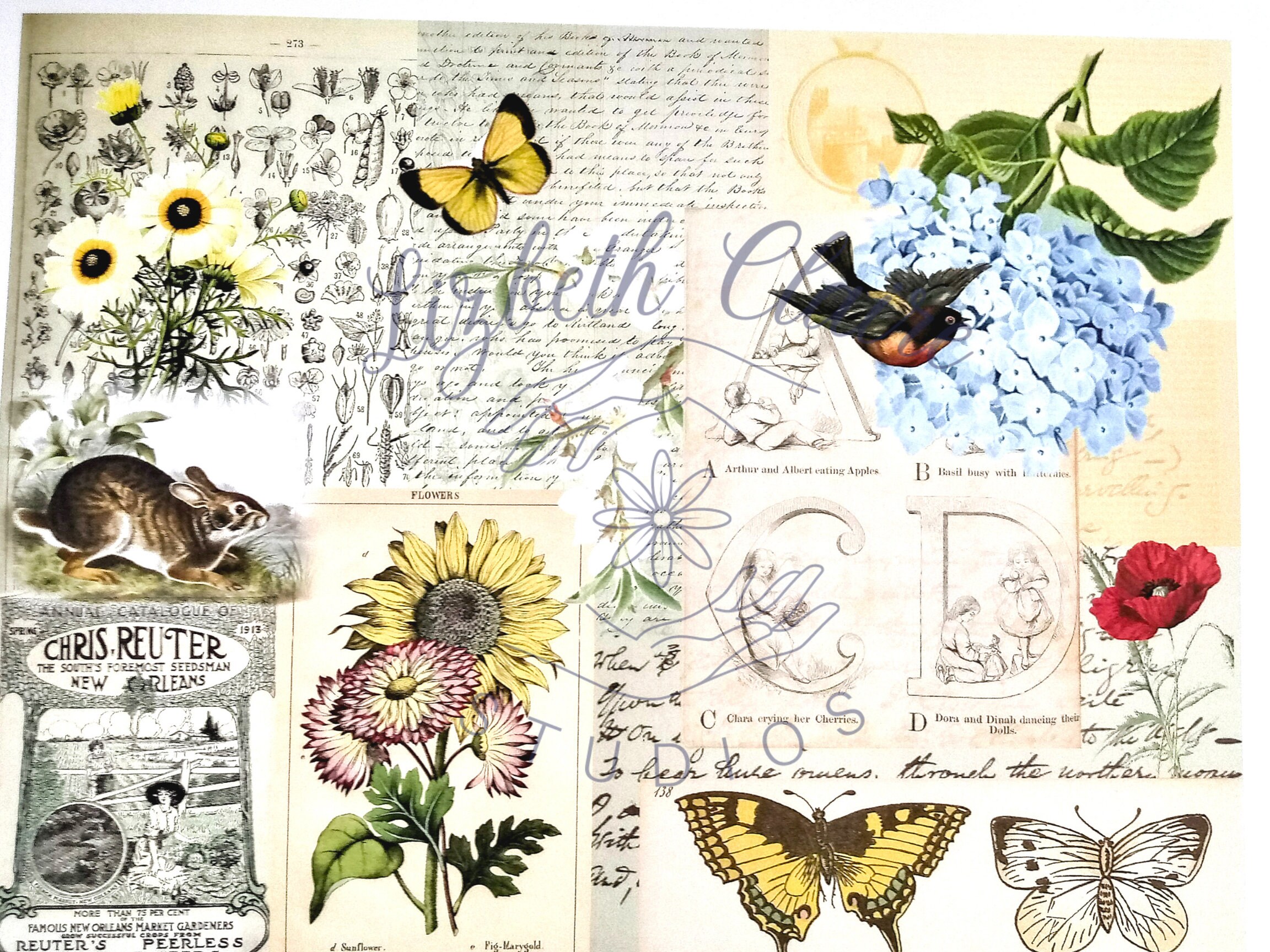 Collage Backgrounds - Vintage Paper Junk Journal Backgrounds Instant ...