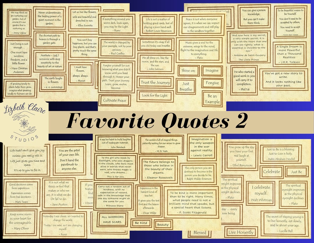 Favorite Quotes 2 Labels Words & Phrases Junk Journal Calendar Planner ...