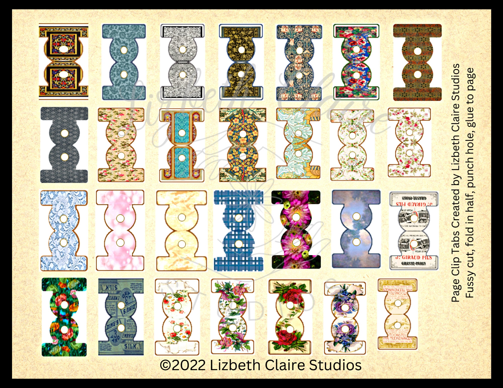 Page Clip Tab Set Bulldog Style Instant Digital Download Junk Journal ...