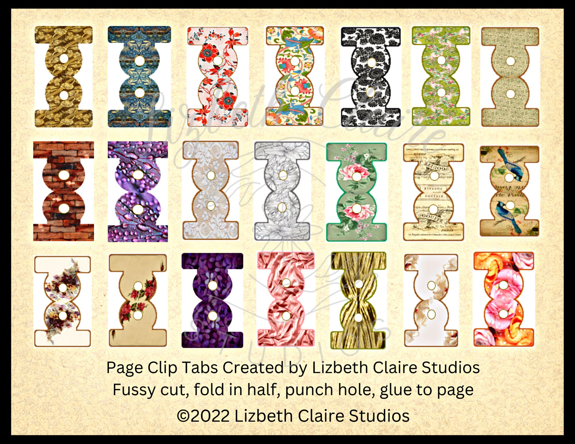 Page Clip Tab Set Bulldog Style Instant Digital Download Junk Journal ...