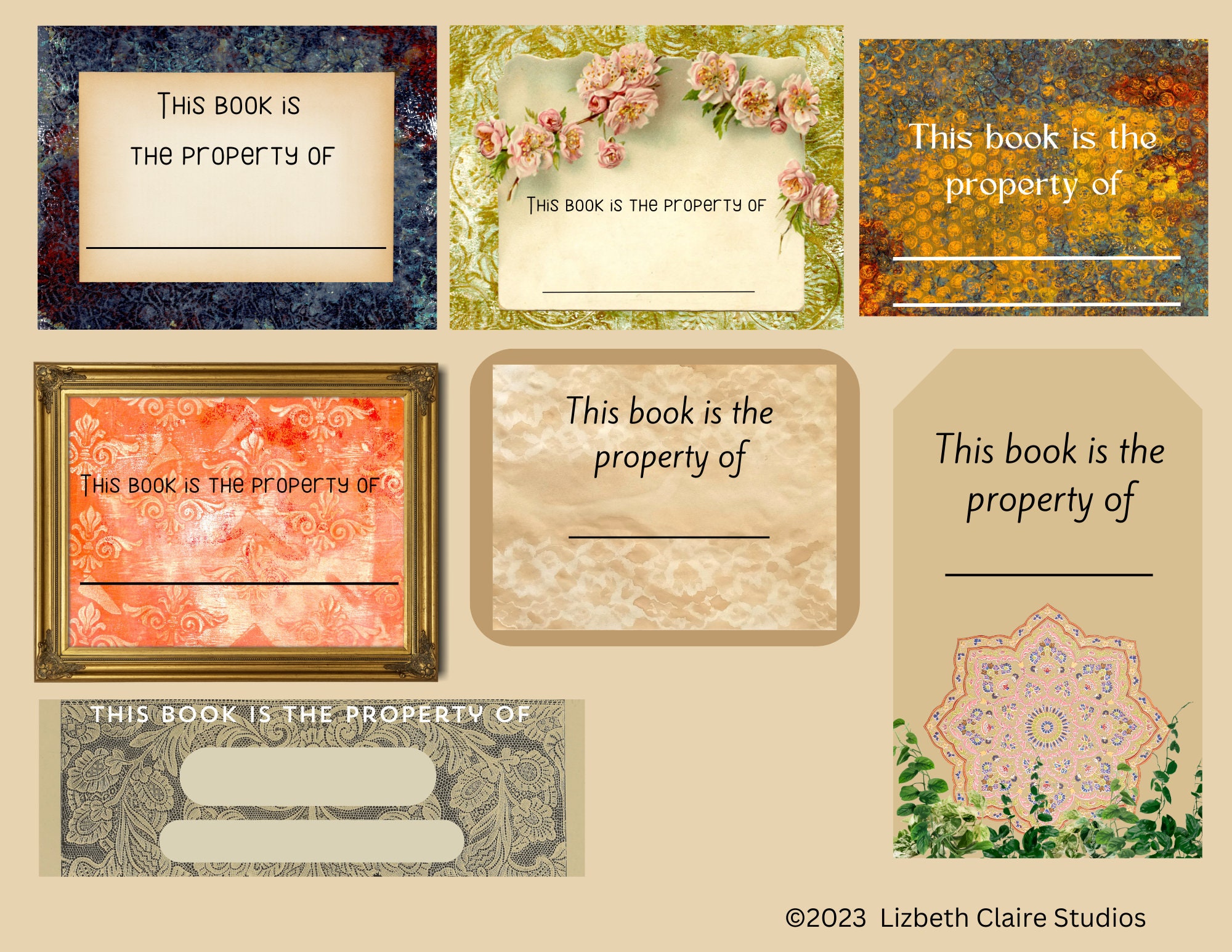 68 Piece Unique Bookplates for Junk Journal Art Journal Blank Book Glue ...