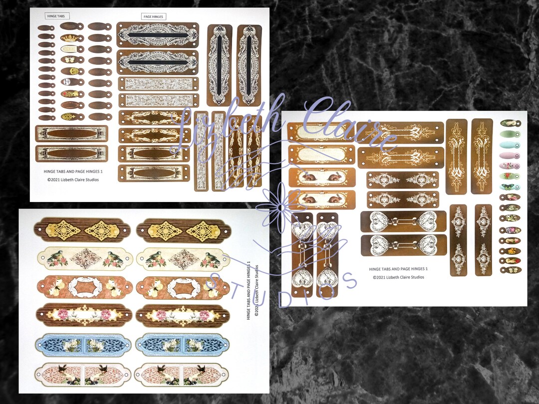 Vintage Style Page Hinges and Tabs Set for Journal Pages Instant ...