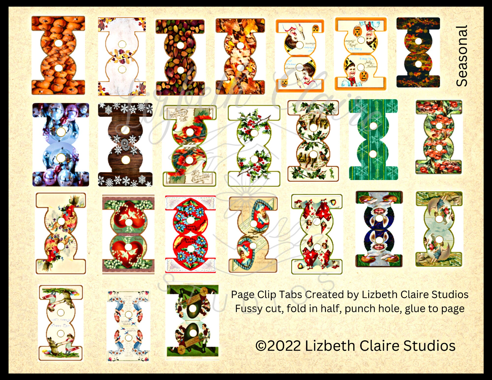 Page Clip Tab Set Bulldog Style Instant Digital Download Junk Journal ...