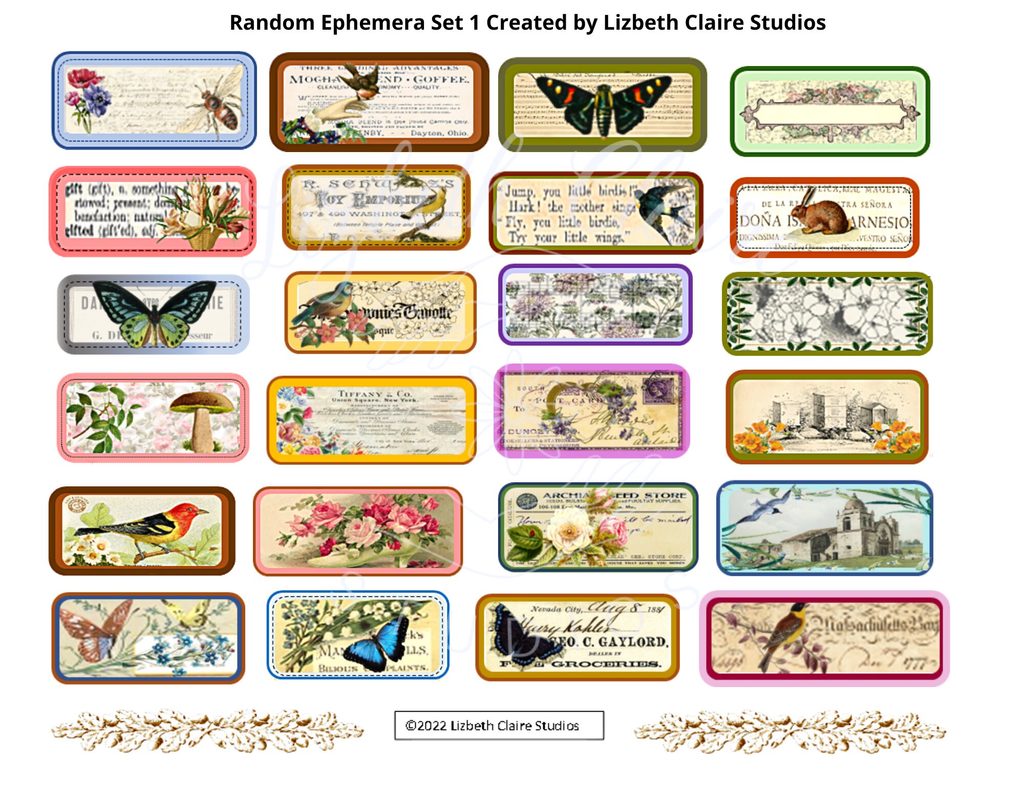Random Ephemera Set 1 Instant Digital Download Junk Journal Labels Word ...