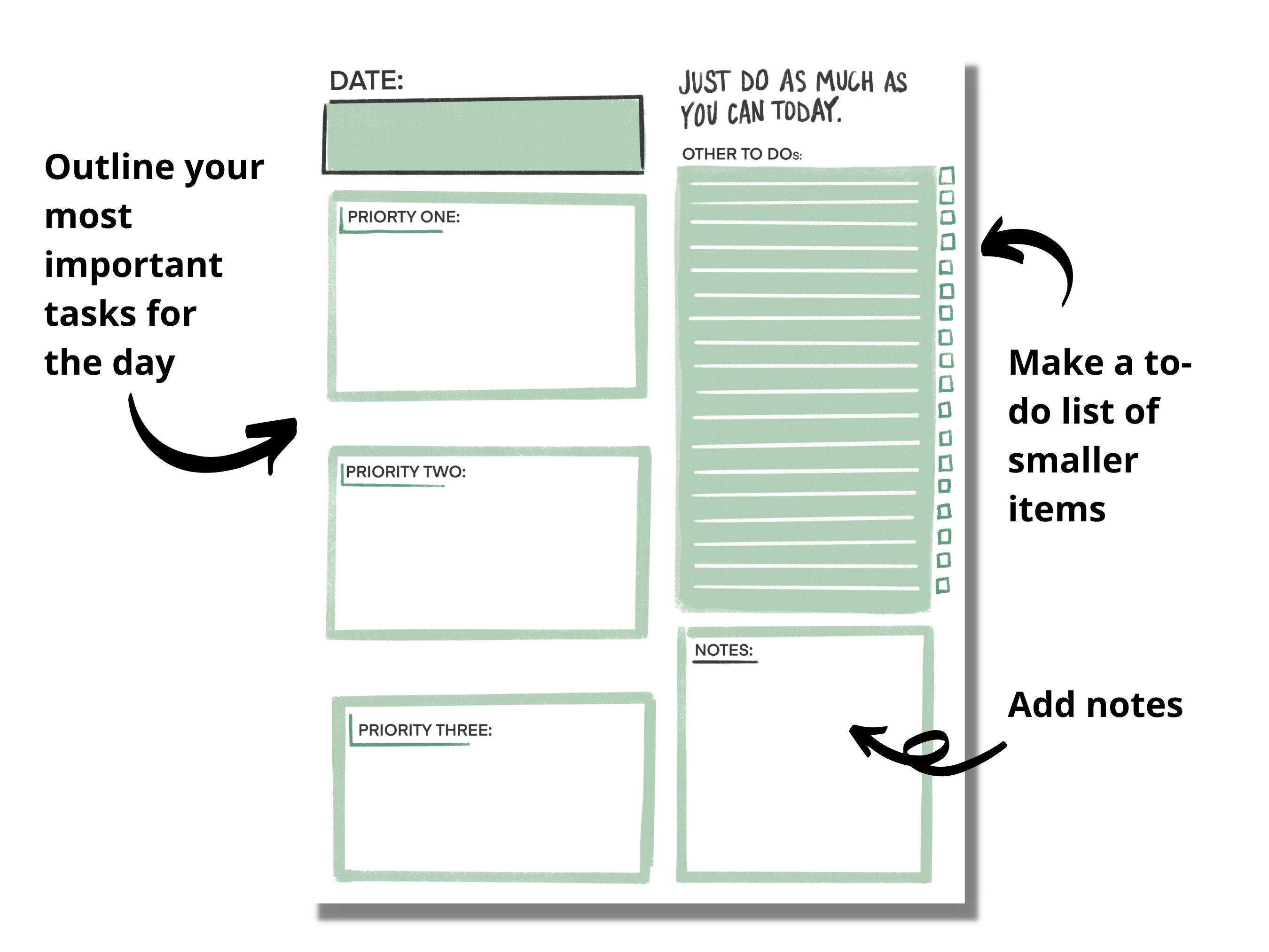 Daily Planner To-do List, Instant Download, Planner Set, Encouraging ...