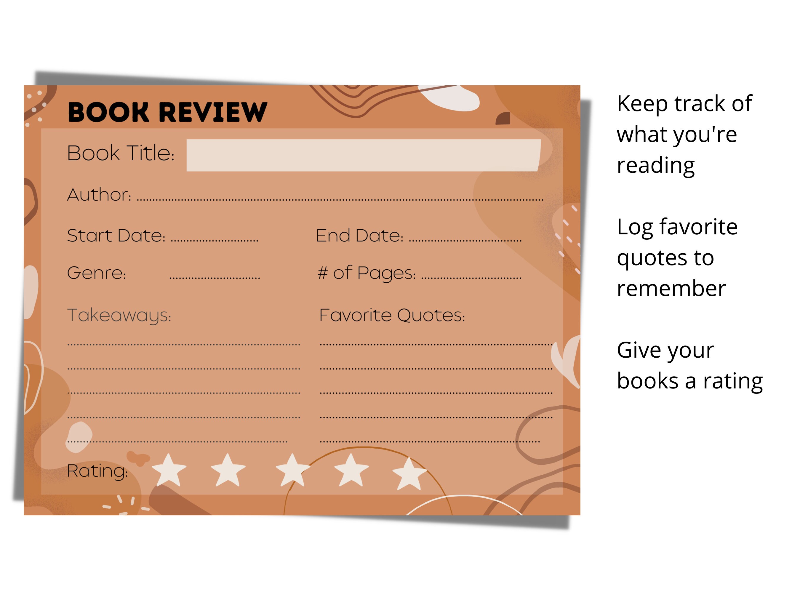 Printable Book Review - Etsy