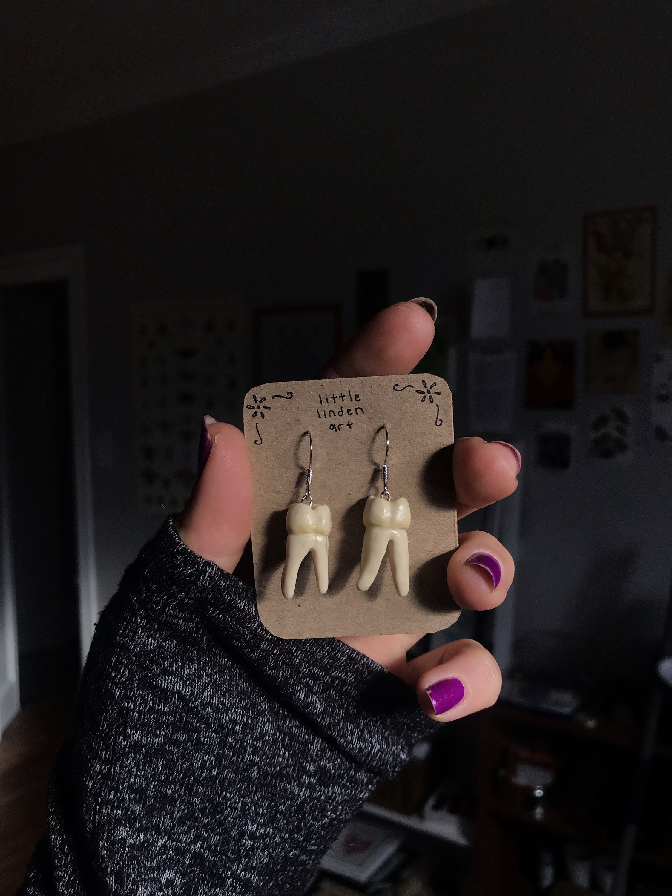 Molar Teeth Polymer Clay Earrings, Dental, Tooth Jewelry, Oddity and ...