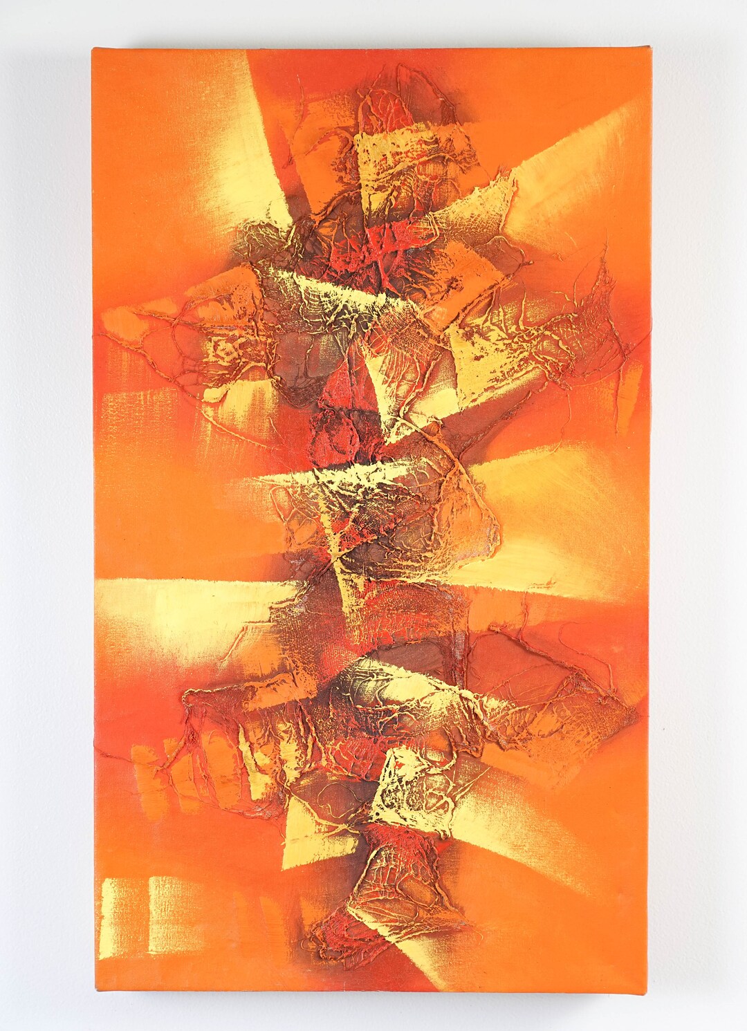 Vintage Red and Orange Abstract Painting, Signed Salvador - Etsy